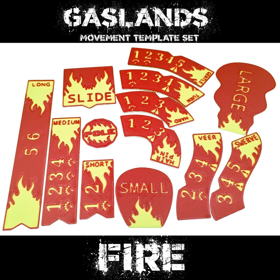 Gaslands - Deluxe Movement Templates - Fire - Etsy