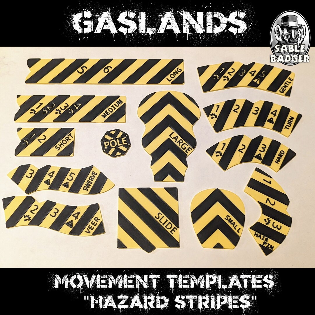 Gaslands - Deluxe Movement Templates - Hazard Stripes - Etsy