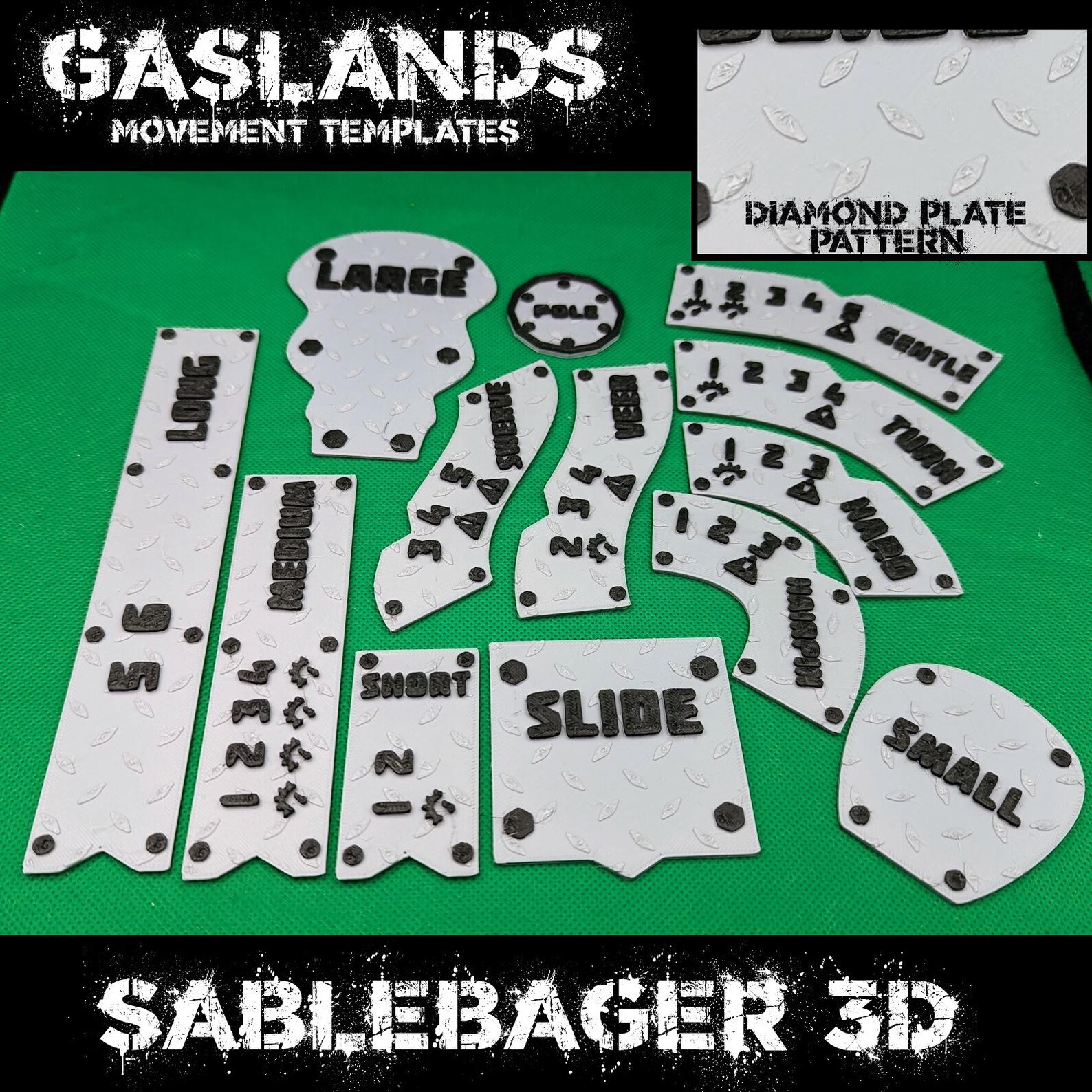 Gaslands - Deluxe Movement Templates - Diamond Plate Design - Etsy