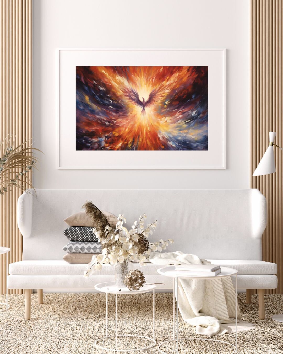 Abstract Artwork Rise of the Phoenix Vertical Wall Poster in Red ...