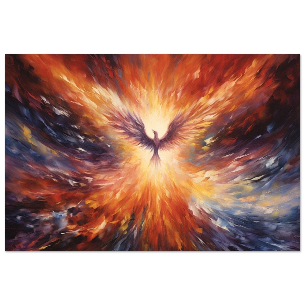 Abstract Artwork Rise of the Phoenix Vertical Wall Poster in Red ...