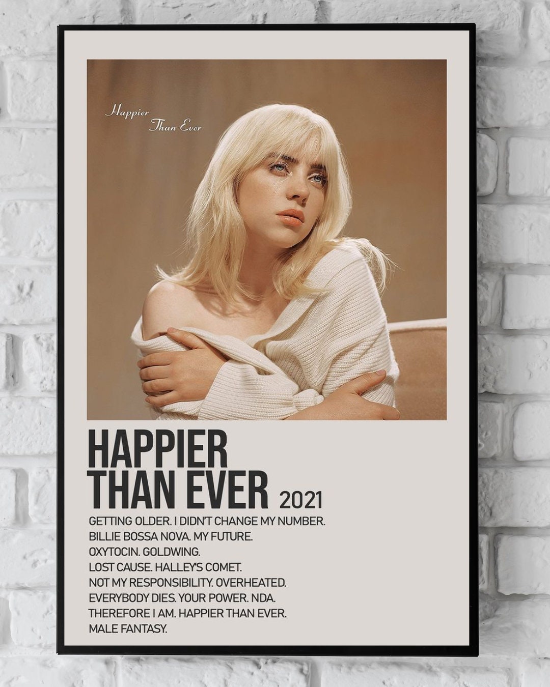 Billie Eilish Poster Happier Than Ever Poster Billie Eillish - Etsy