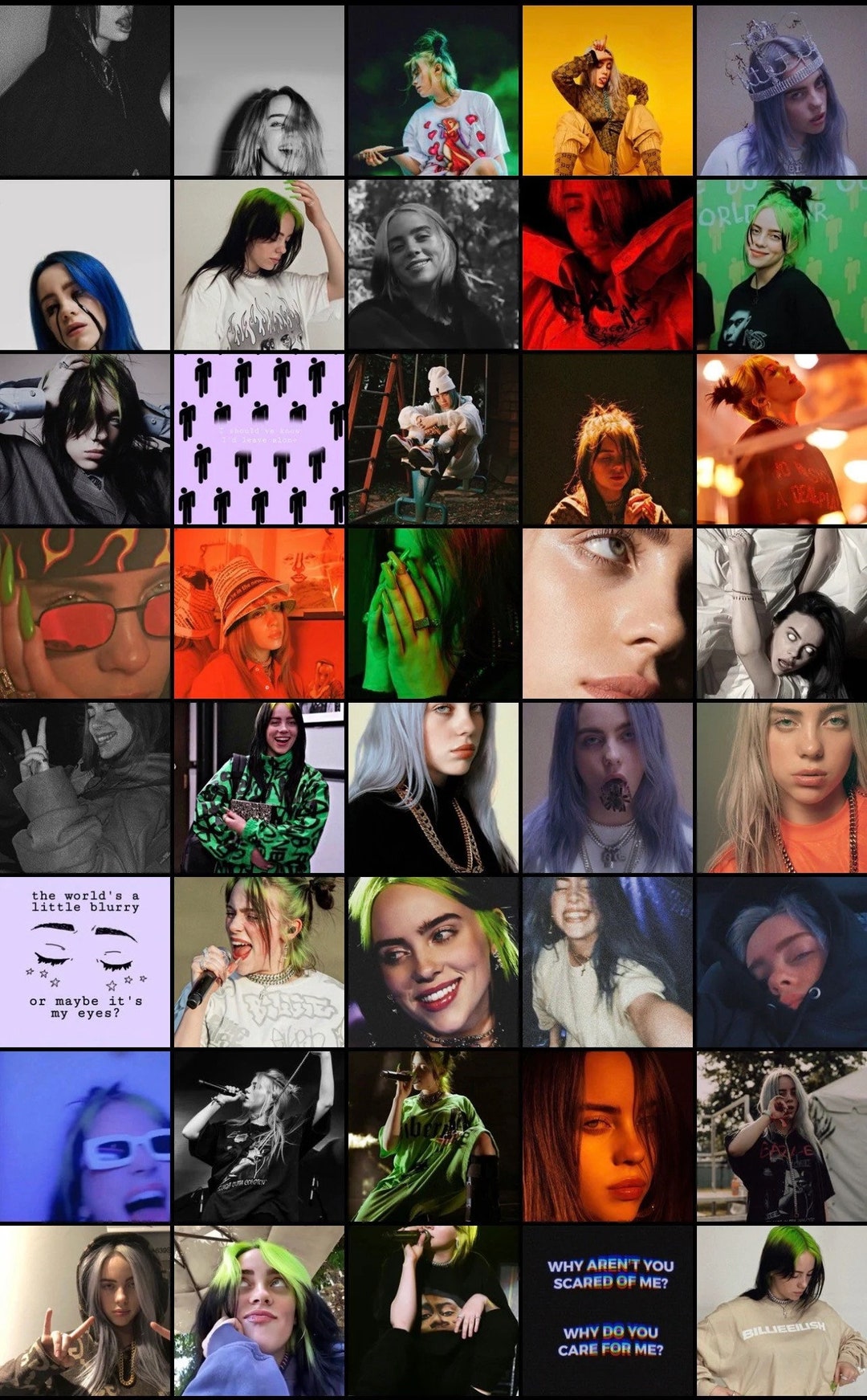 Billie Eilish Digital Poster Collection Set of 100 Digital Posters Digital Album Posters Music ...