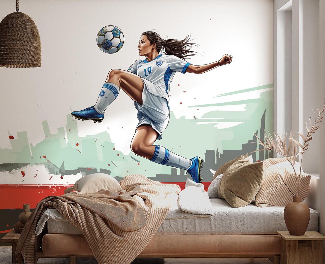 Women Football Wallpaper, Football Soccer Ball Wallpaper, Peel and ...