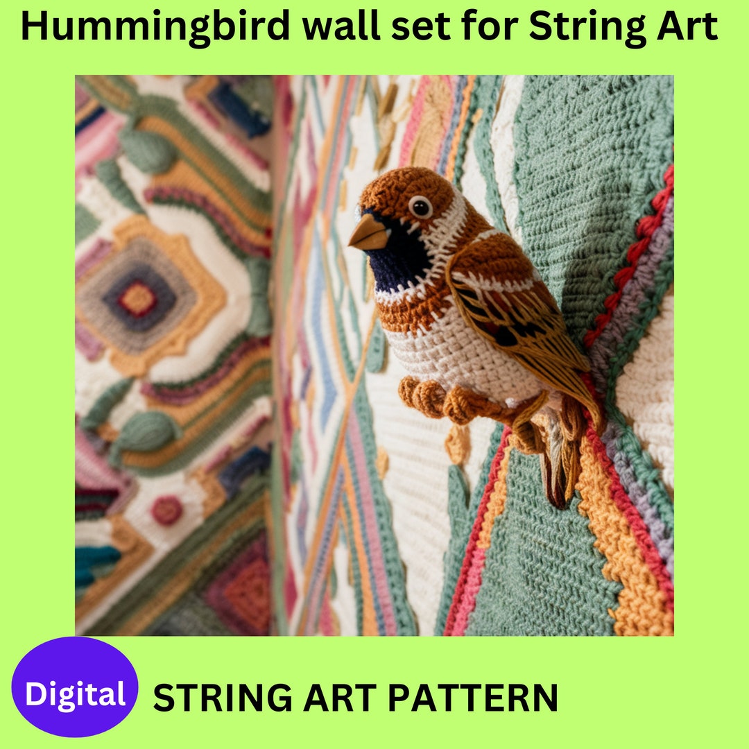 Hummingbird String Art, Hummingbird Wall Set for String Art and Yarn ...