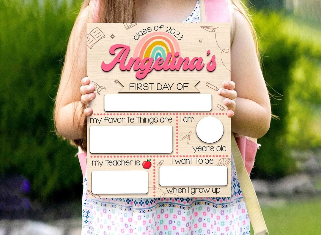 Custom First Day of School Sign for Kid, Custom First Day School Sign ...
