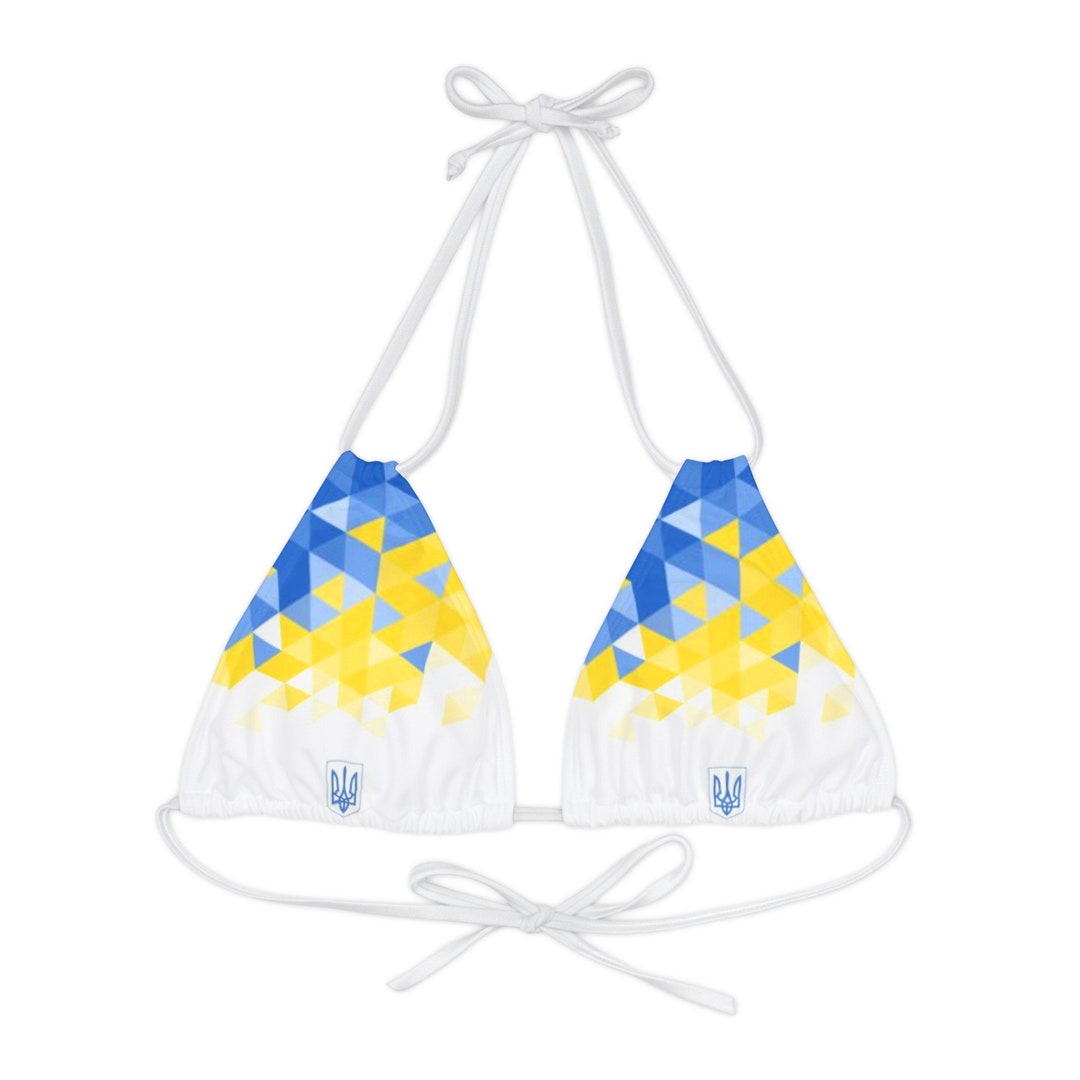 Ukrainian Flag Strappy Triangle Bikini Top AOP - Etsy
