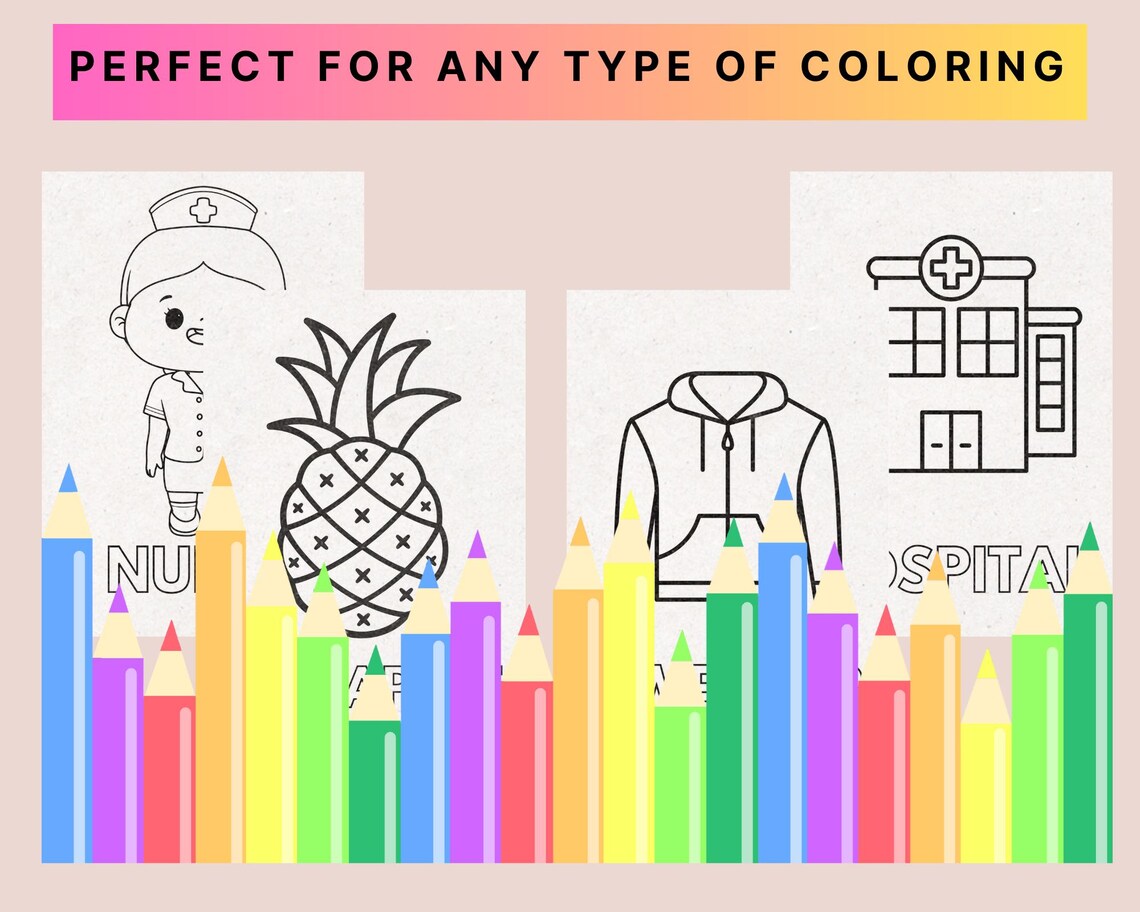 200 Coloring Pages Kids Coloring Book Animal, Food, Alphabets & Numbers ...