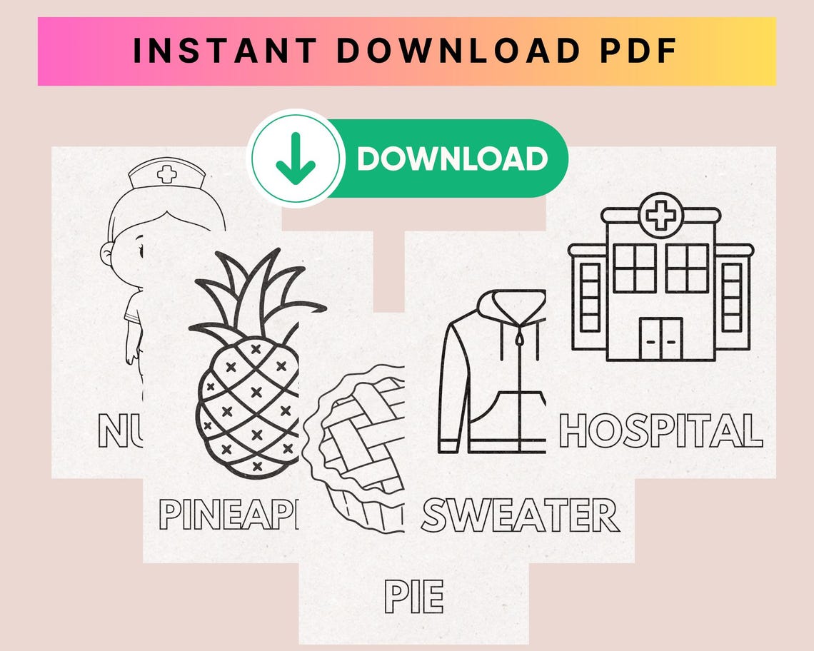 200 Coloring Pages Kids Coloring Book Animal, Food, Alphabets & Numbers ...