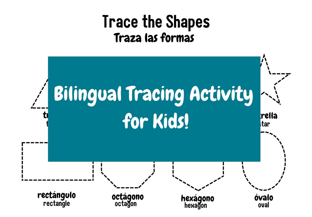 Bilingual Shape Tracing Printable Worksheet - Etsy