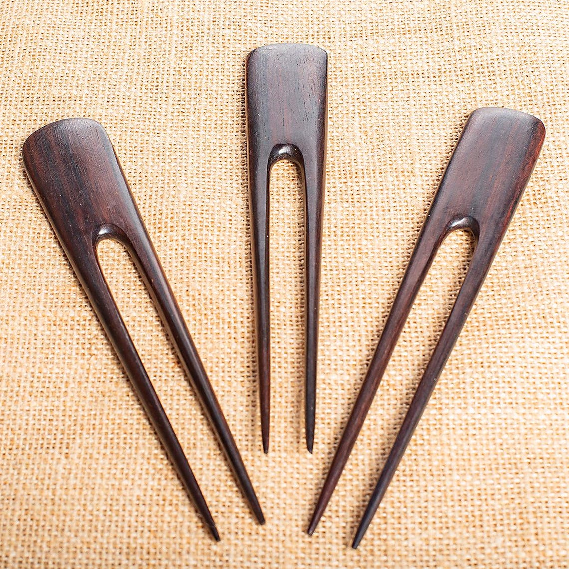 Classic Wooden Double Prong Hair Stick - Etsy