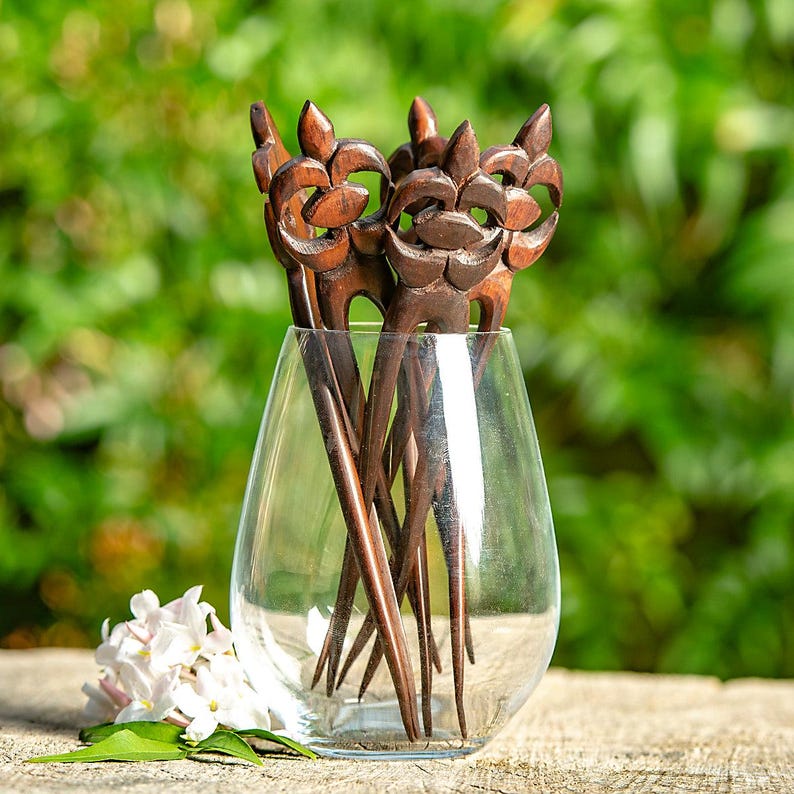 Turtle Wooden Double Prong Hair Stick - Etsy