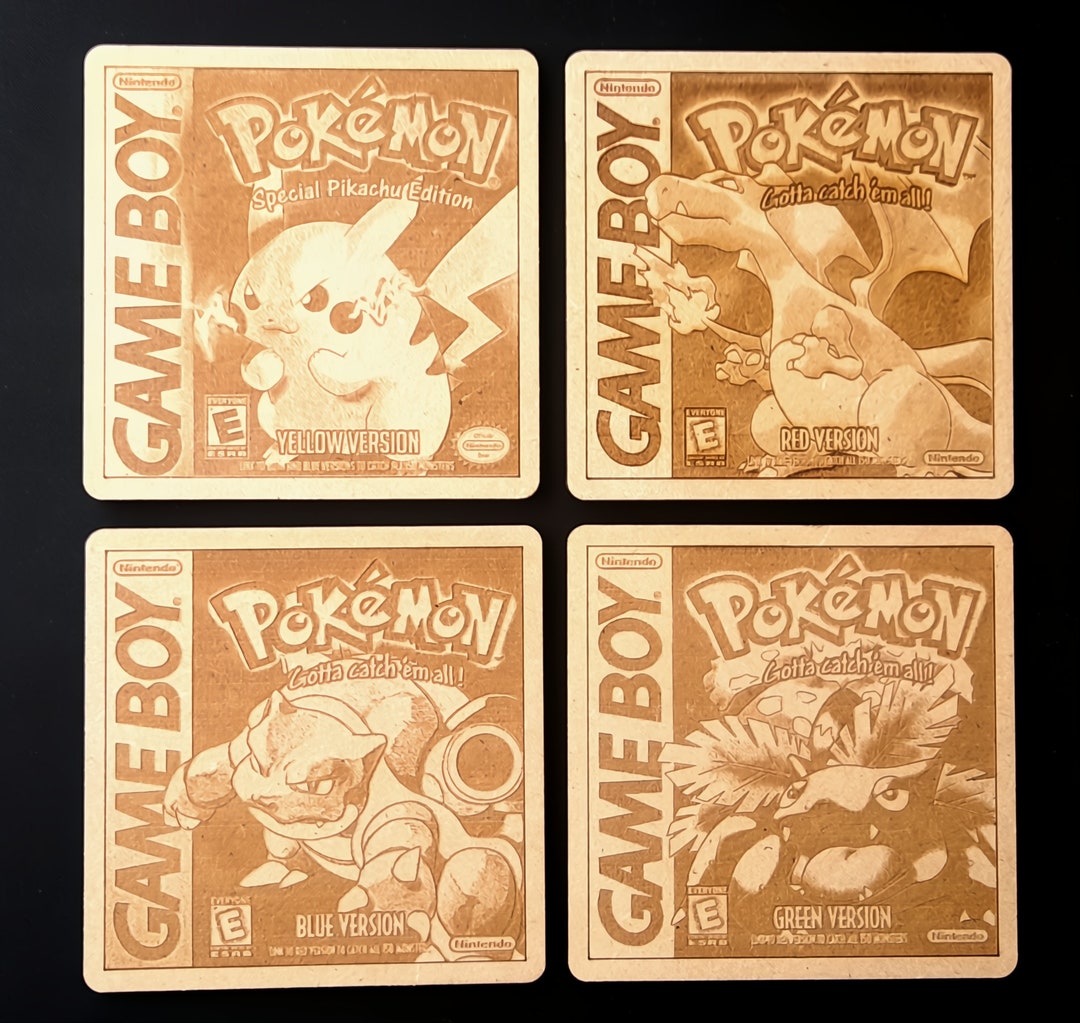 Set of 4 'gameboy Pokemon' Inspired Laser Engraved Wooden Coasters - Etsy