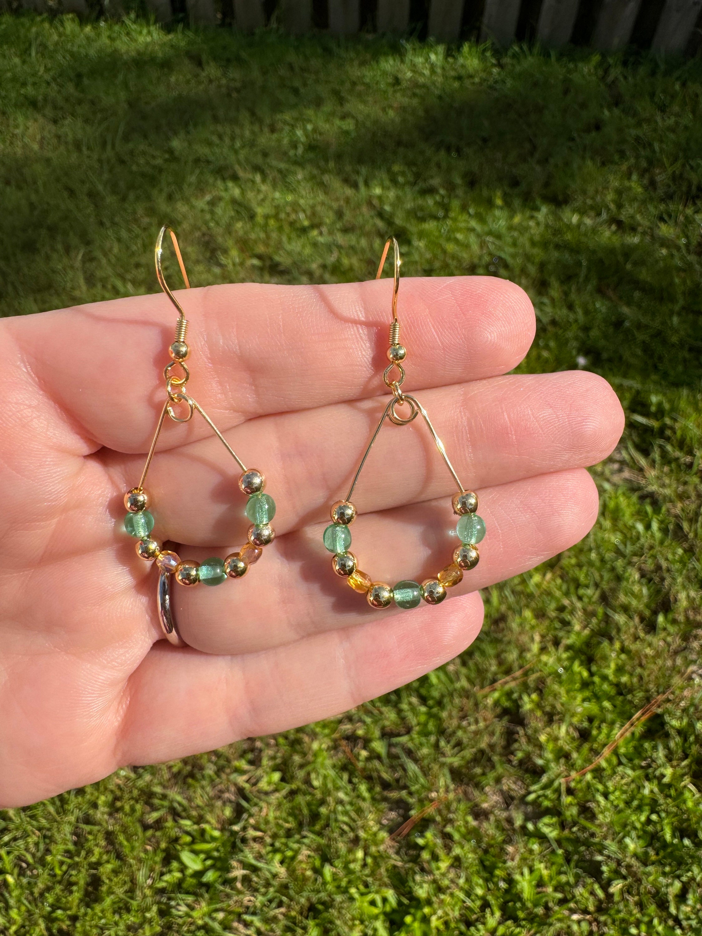 Jupiter Earrings - Teardrop Shaped Earrings With Metal Beads and ...