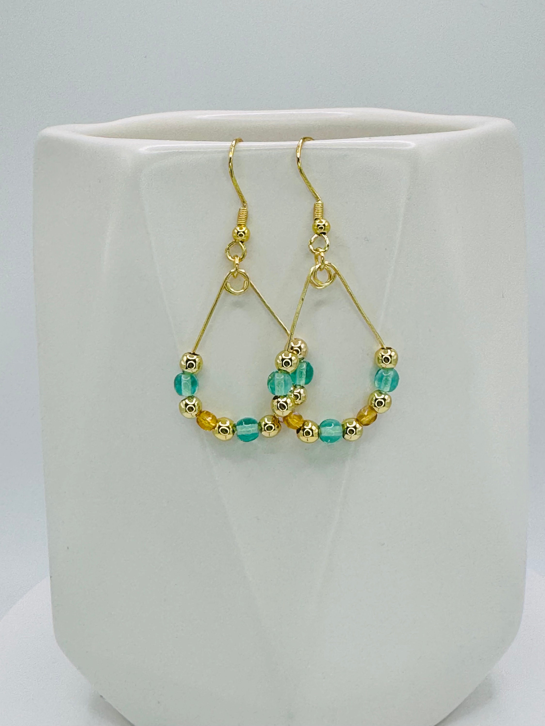 Jupiter Earrings - Teardrop Shaped Earrings With Metal Beads and ...