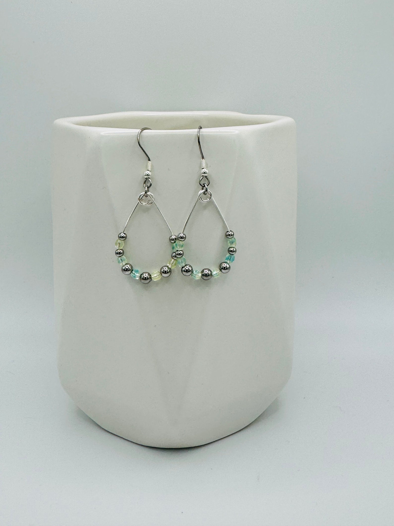 Jupiter Earrings - Teardrop Shaped Earrings With Metal Beads and ...