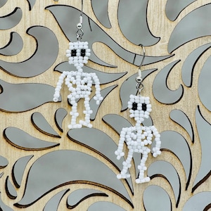 Halloween Skeleton Seed Bead Earrings - Etsy