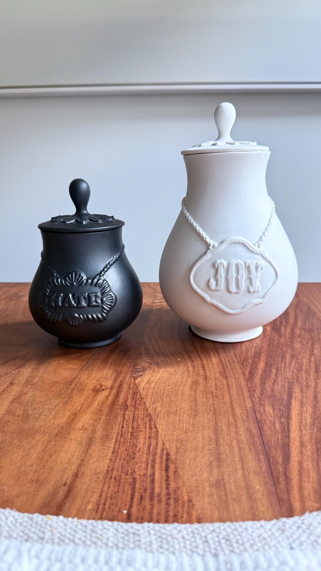Jonathan Adler White Joy and Black Hate Jar Set - Etsy