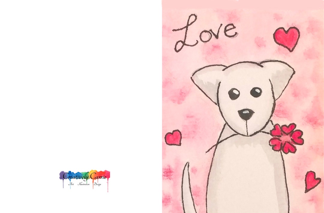 Puppy Love Greeting Card Digital Download, Print, Art, Dogs, Valentine ...