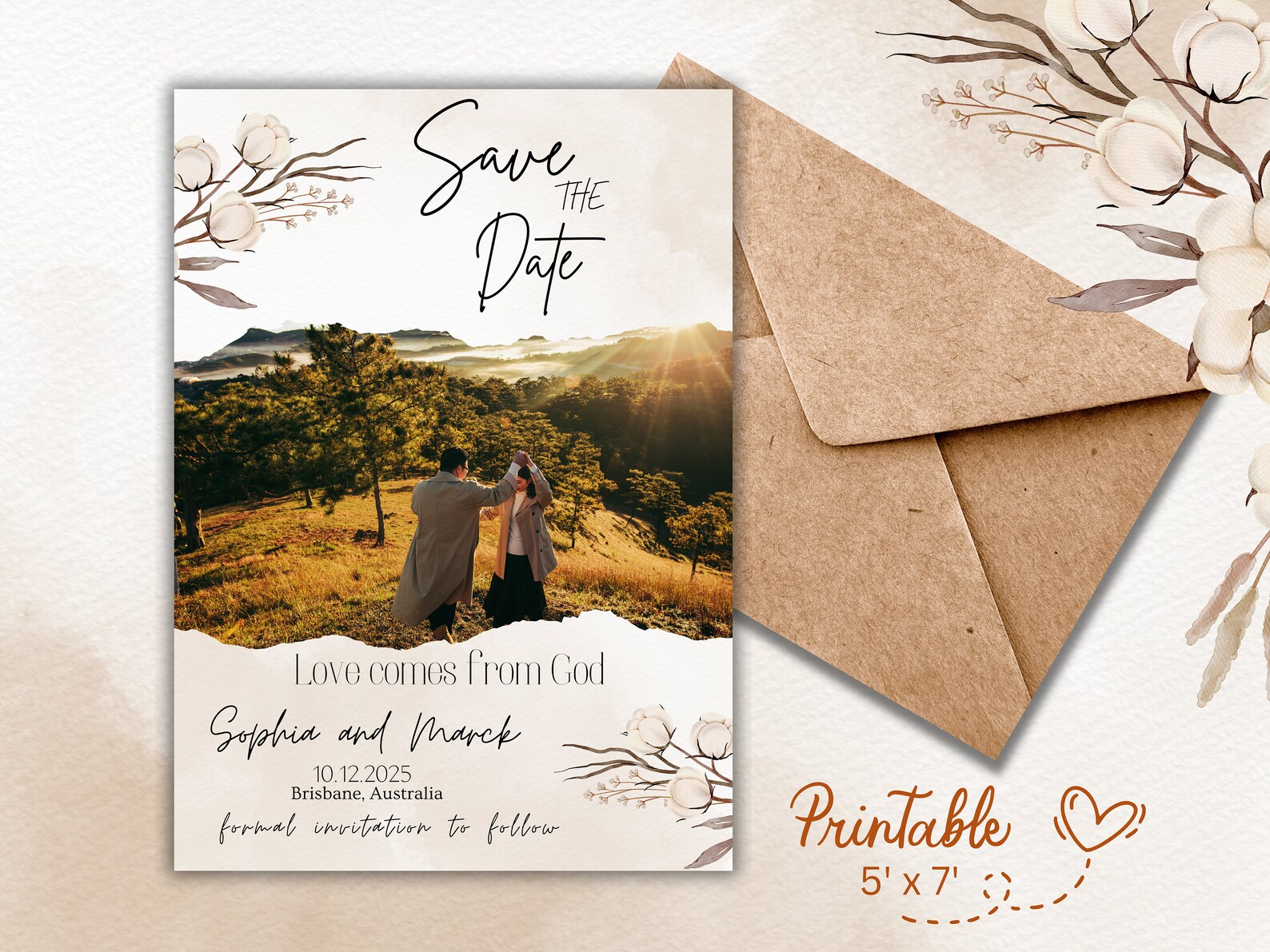 Photo Save the Date, Christian Save the Date, Photo Wedding Invitation ...