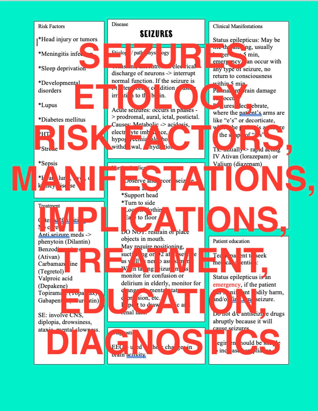 Seizure Study Sheet - Etsy