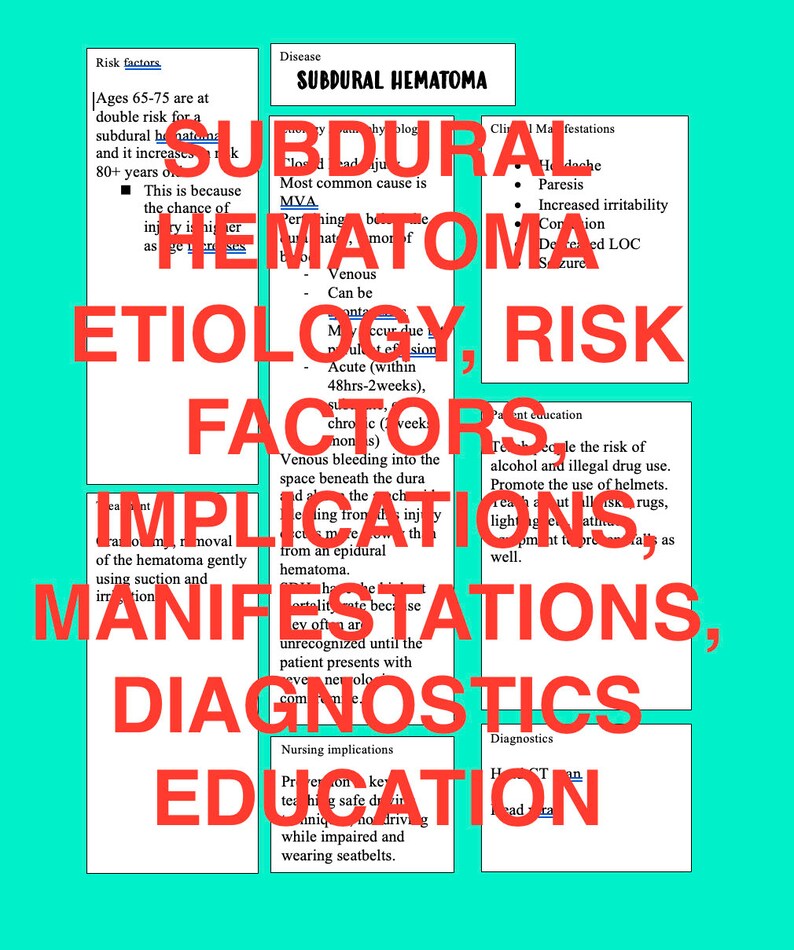 Subdural Hematoma Study Sheet - Etsy