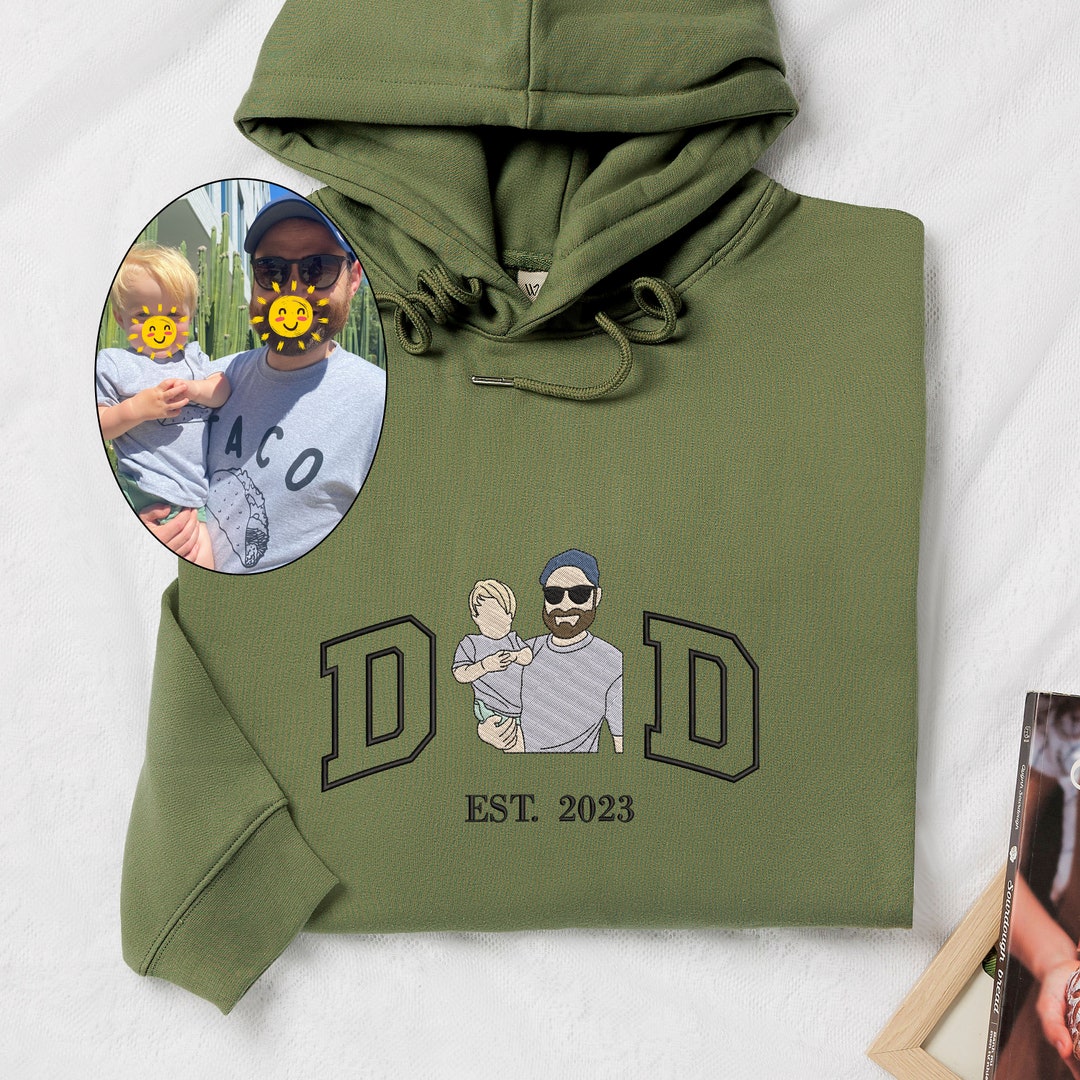 Dad Embroidered Sweatshirt With Name Date and Heart on Sleeve Daddy Est ...