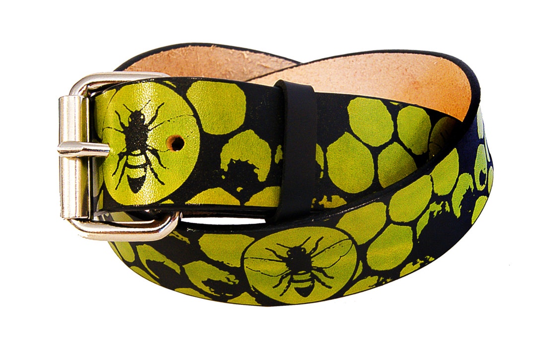 Bee Belt Honeycomb Belt Bumble Bee Belt Leather Printed Belt Leather ...