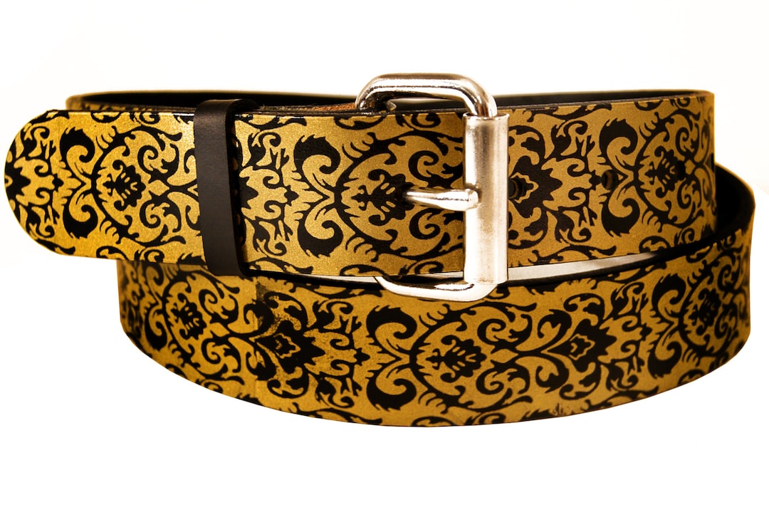 Victorian Belt - Victorian Print Belt - Damask Print Leather Belt ...