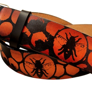 Bee Belt - Honeycomb Belt - Bumble Bee Belt - Leather Printed Belt ...