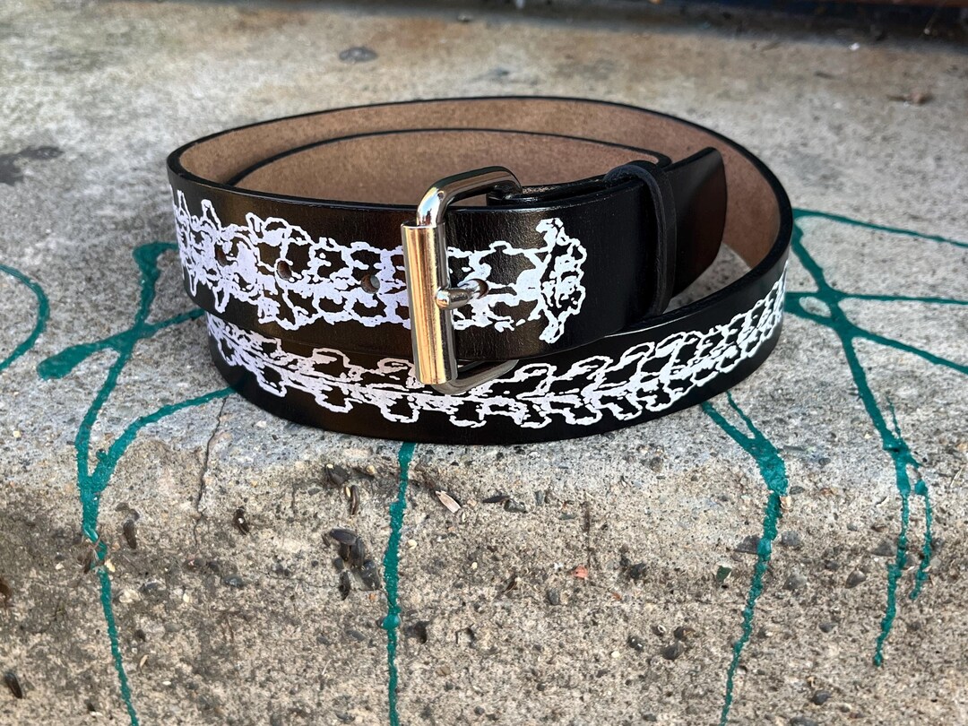 Handmade Leather Spine Belt: Vertebrae Bones Design, Removable Buckle ...