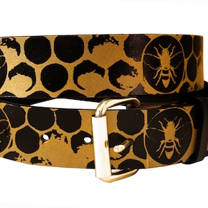 Bee Belt - Honeycomb Belt - Bumble Bee Belt - Leather Printed Belt ...