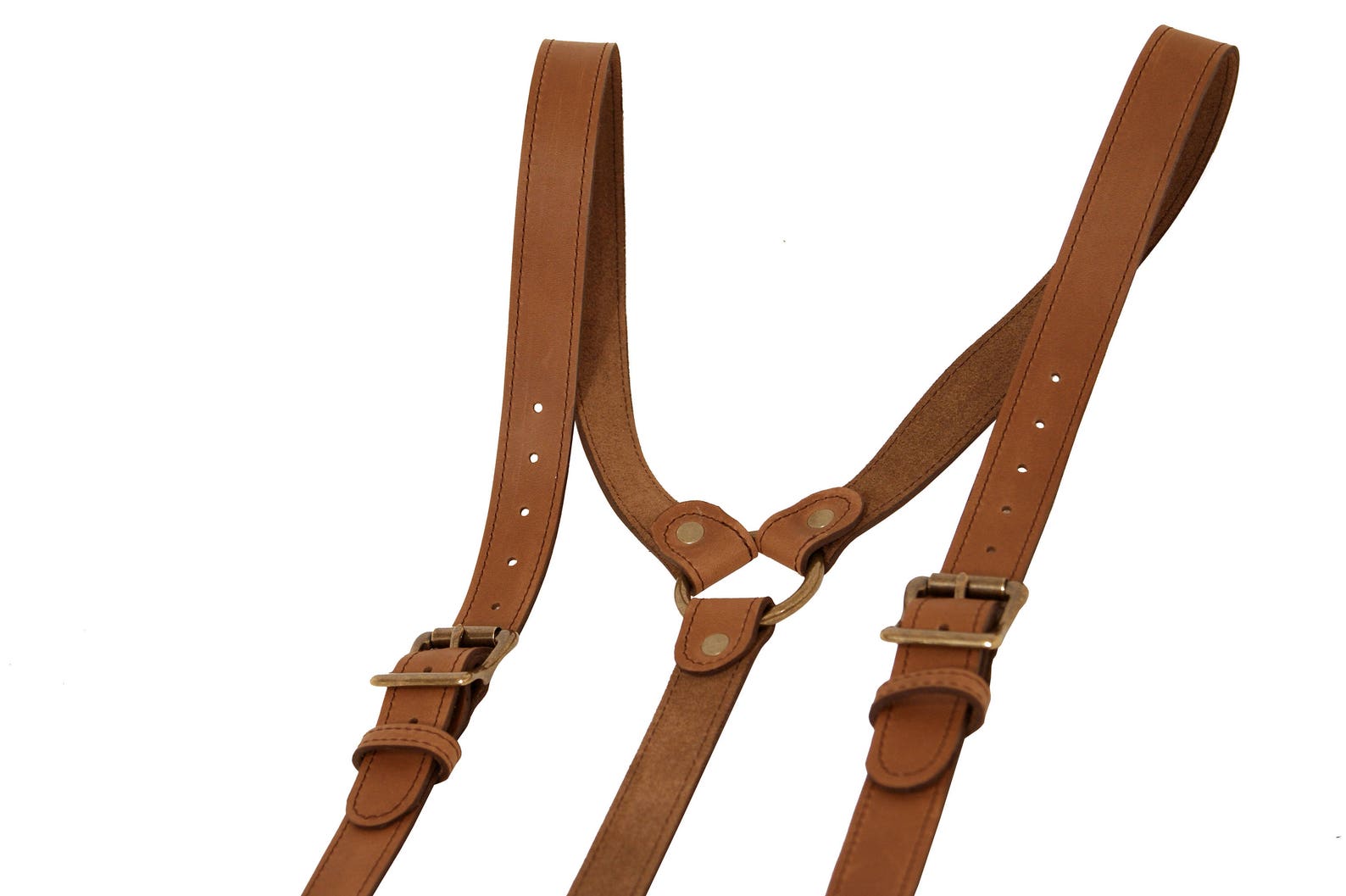 Brown Leather Suspenders Etsy