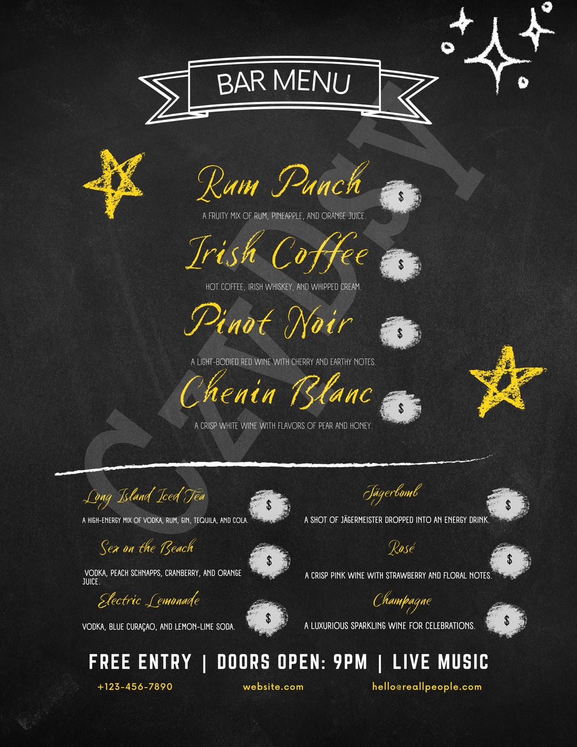 Editable Bar Menu Templates: Stylish Designs (digital Download) - Etsy