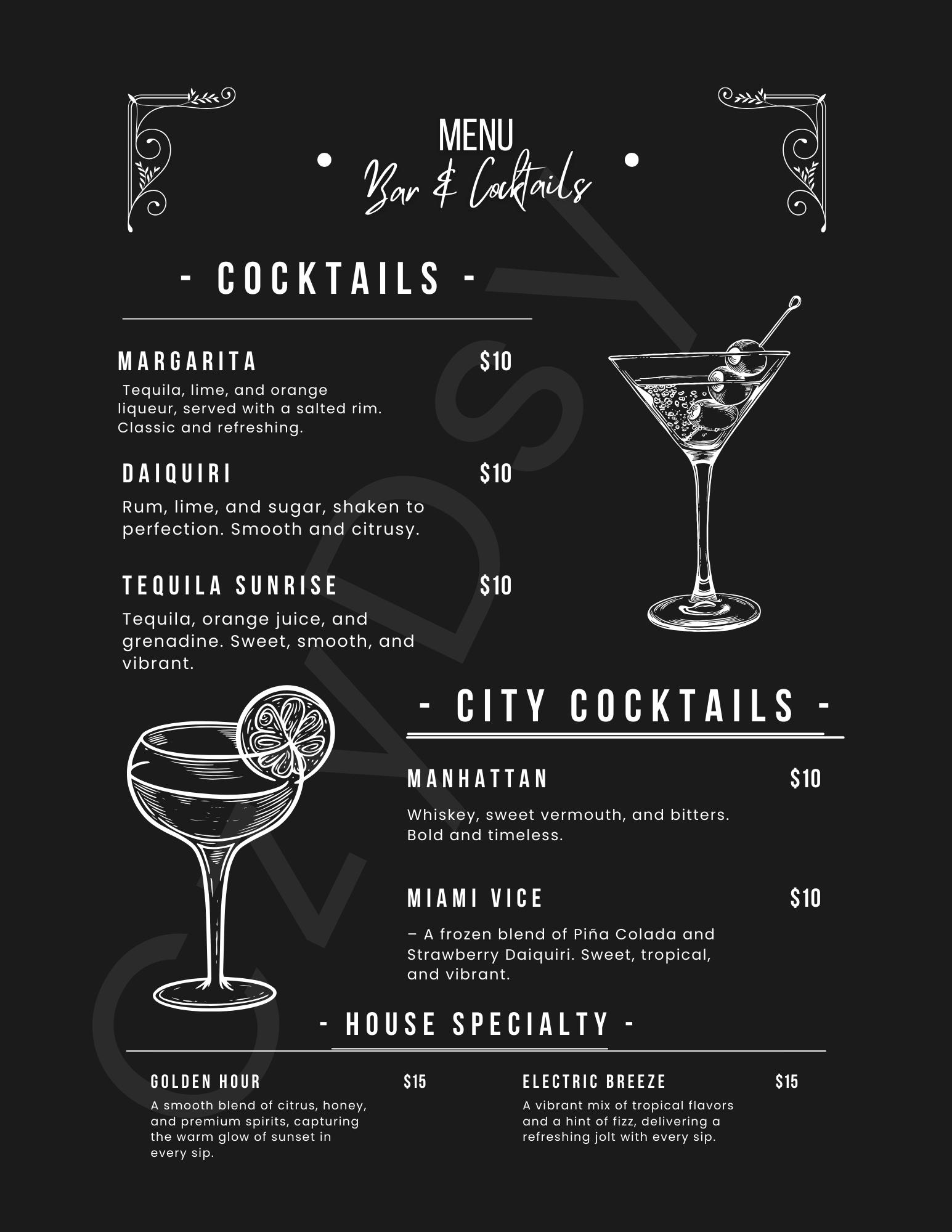 Premium Bar Menu Templates – Editable & Stylish Designs for Any ...