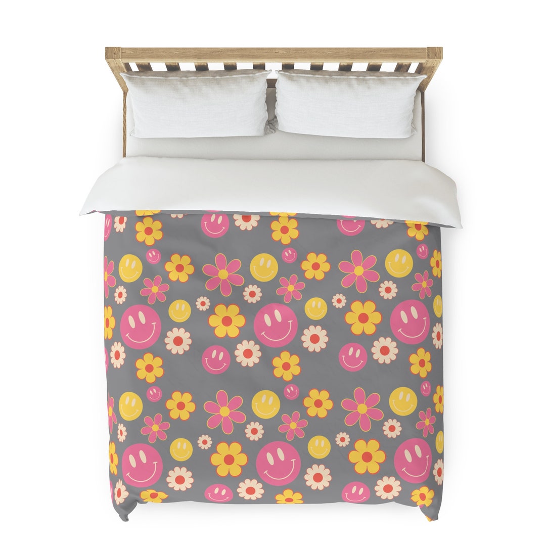 Smiley Face and Flower Bed Sheet Duvet Cover - Etsy