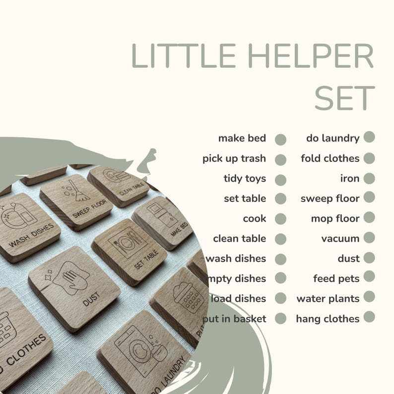 Solid Wood Chore Cards for Kids: Visual Schedule & Routine Planner ...