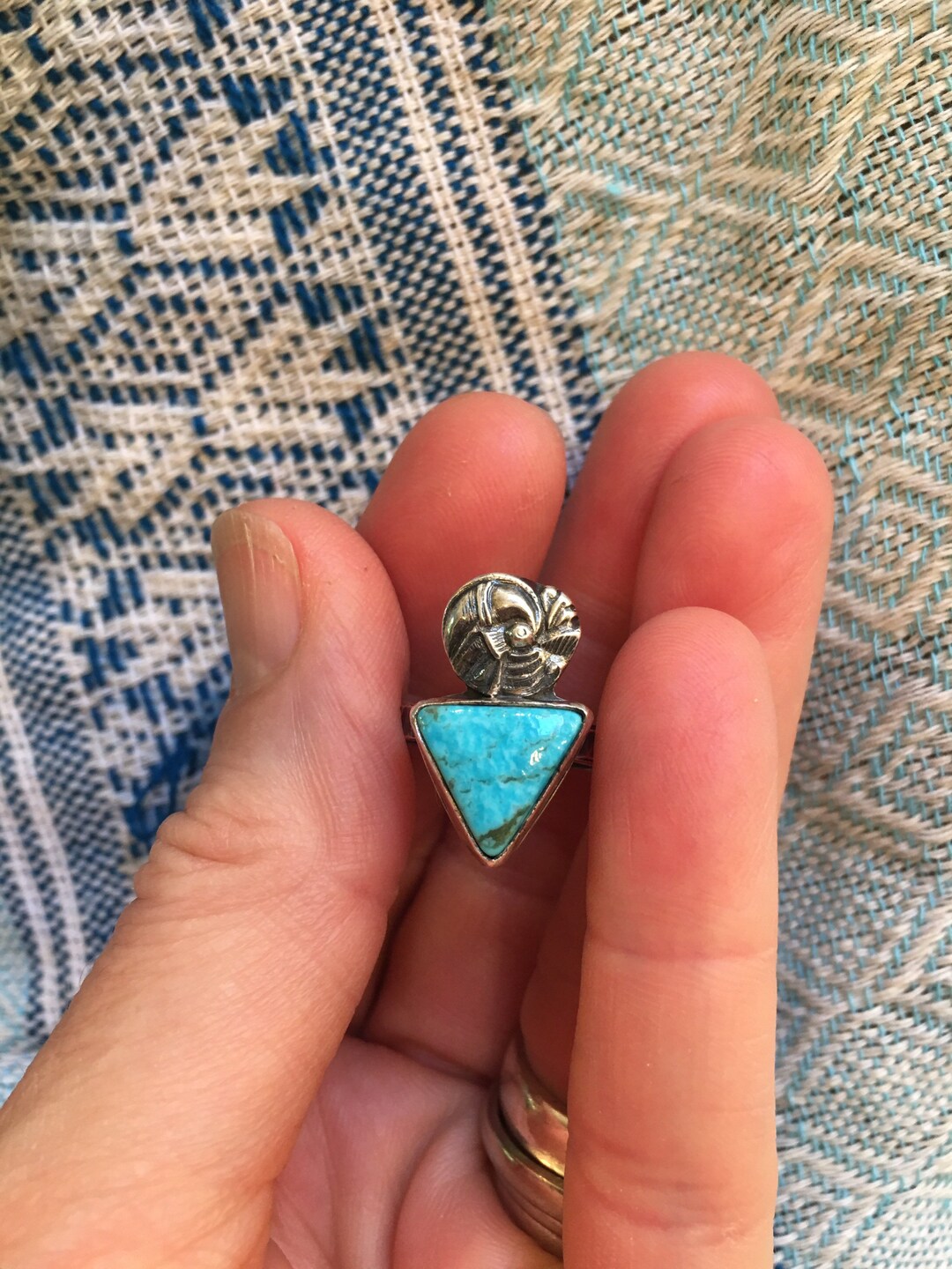 Turquoise and Swirly Bird Ring - Etsy