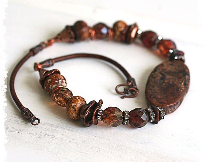 Earthy Stone Necklace, Agate Necklace, Boho Short Necklace, Rustic ...
