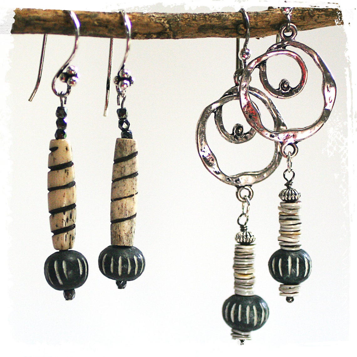 Bone and Shell Necklace Adjustable Unisex Gift Modern Tribal | Etsy