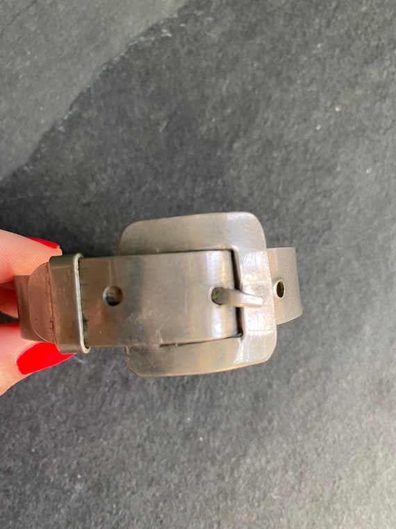 Vintage Belt Cuff Bracelet / Silver cuff bracelet - Gem