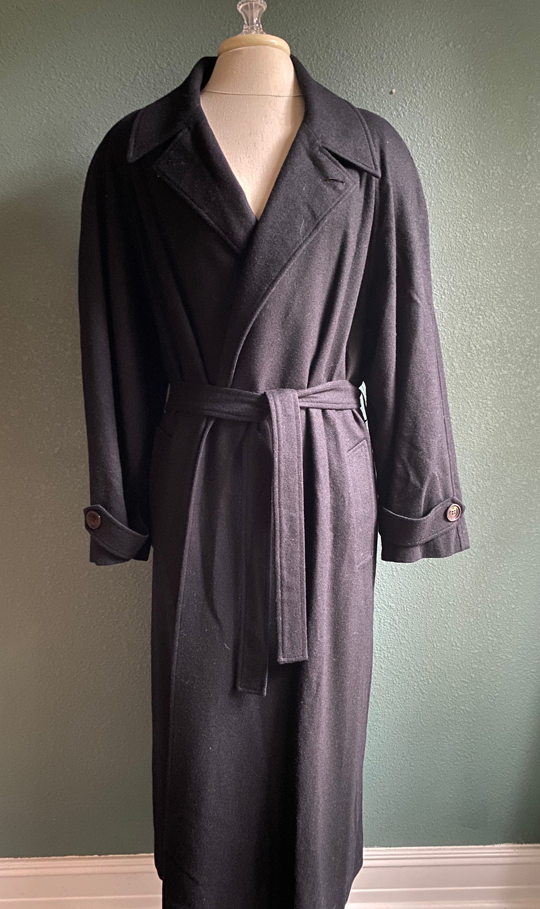Wool Robe Coat Made in USA California Trench Coat Black - Etsy