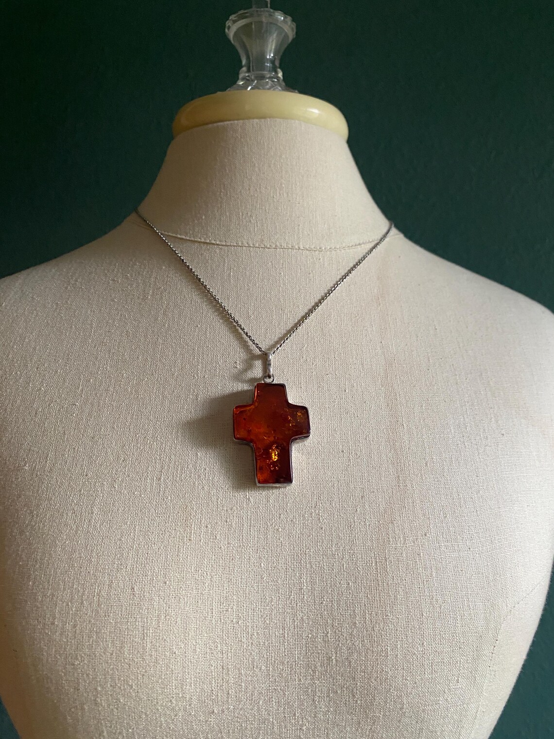 90s Amber Ans Sterling Silver Large Baltic Cross Pendant - Etsy