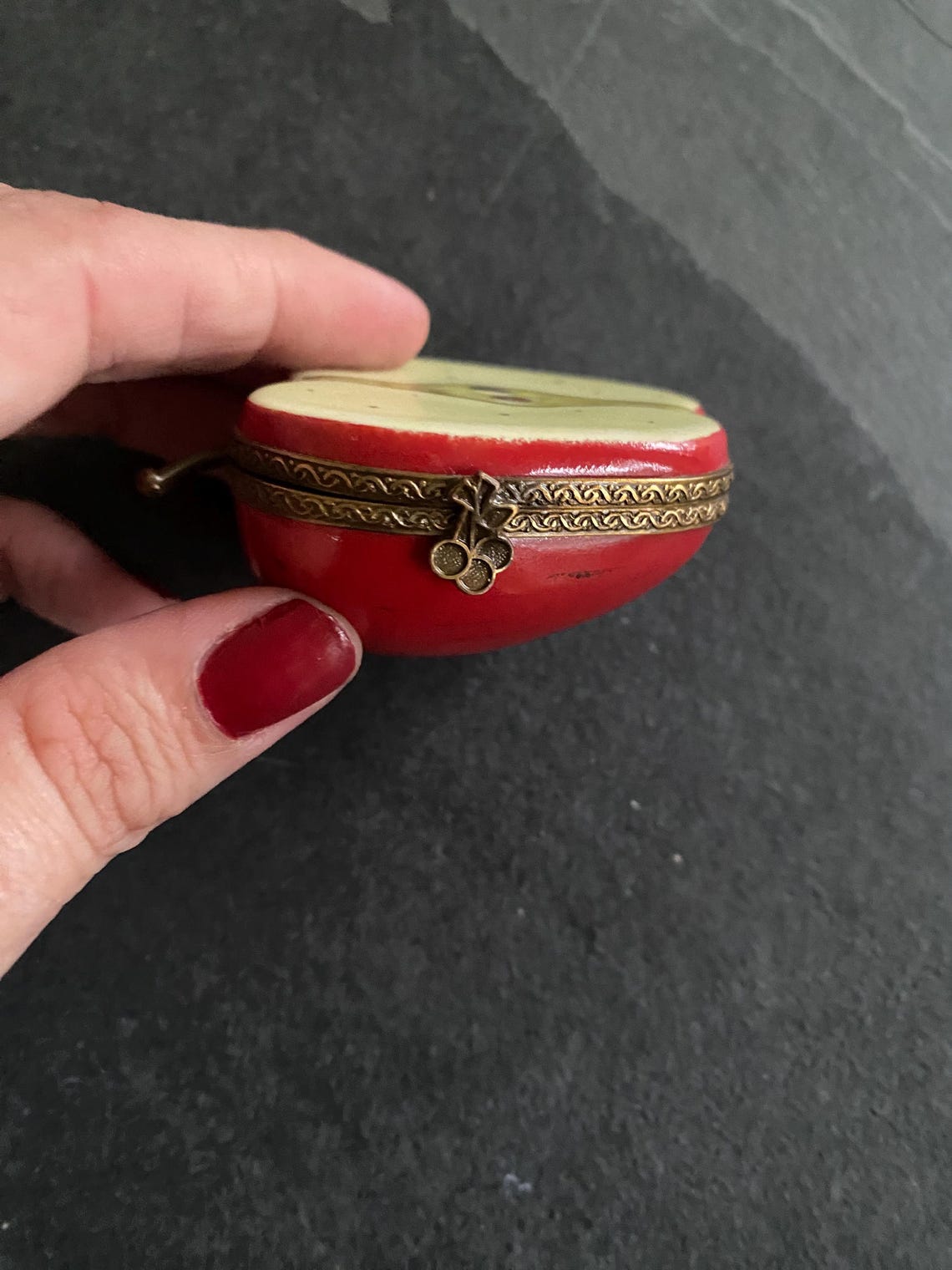 Limoges Half Red Apple Box Made by Peint Main Limoges France for ...