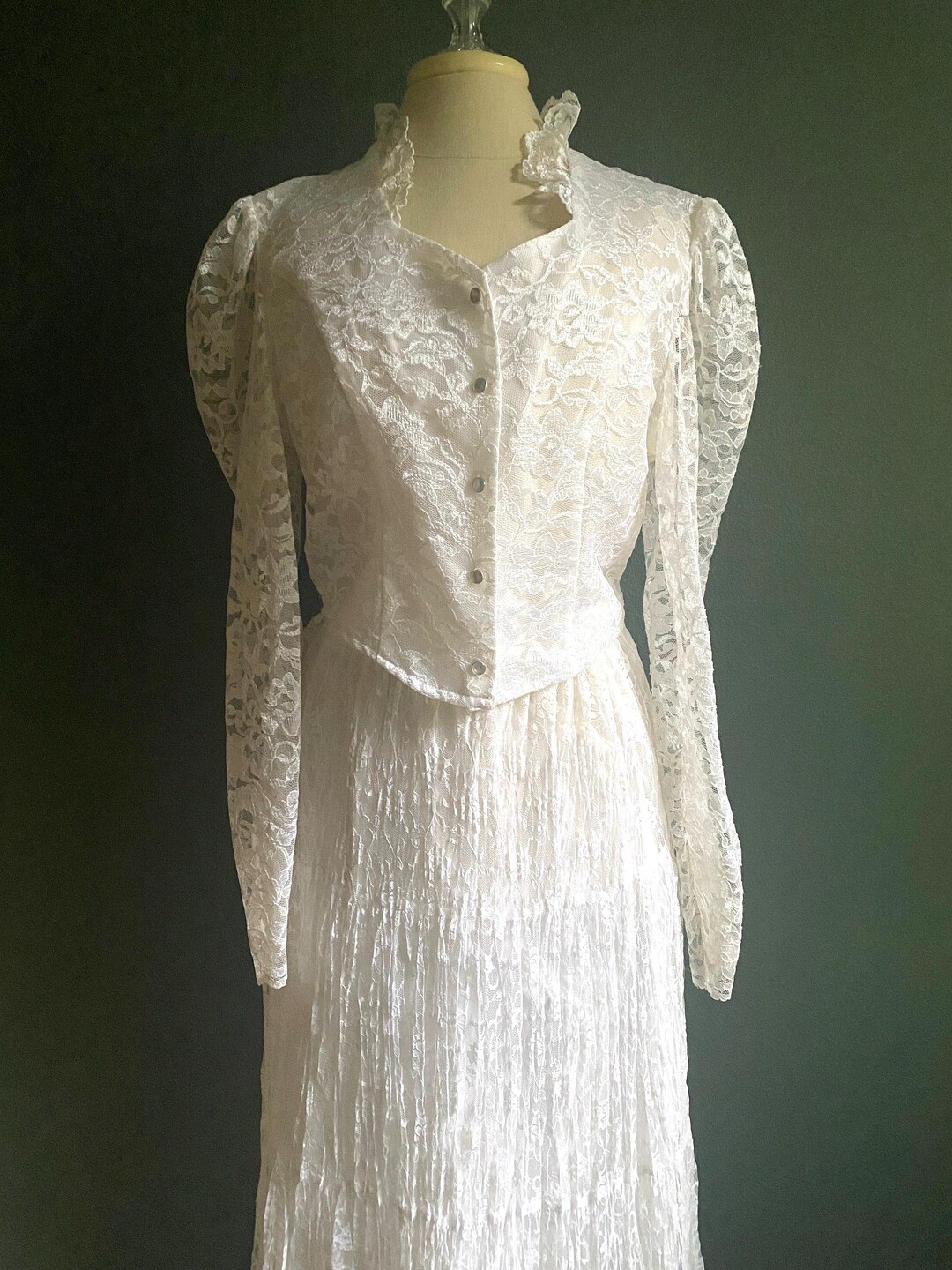 Vintage Banjo Dallas Two Piece Lace Set/ Lace Dress / Vintage Wedding ...