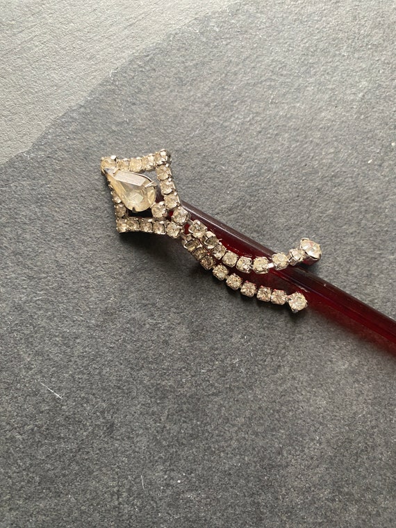 Vintage Edwardian Rhinestone Hair Pin/ Hair Stick - Gem