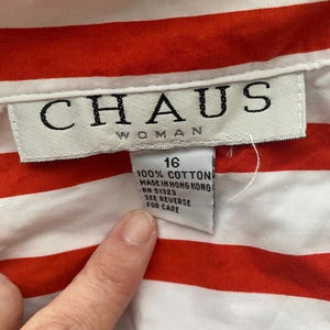 Vintage CHAUS 100% Cotton Oversized Bold Stripe Shirt / Red and White ...