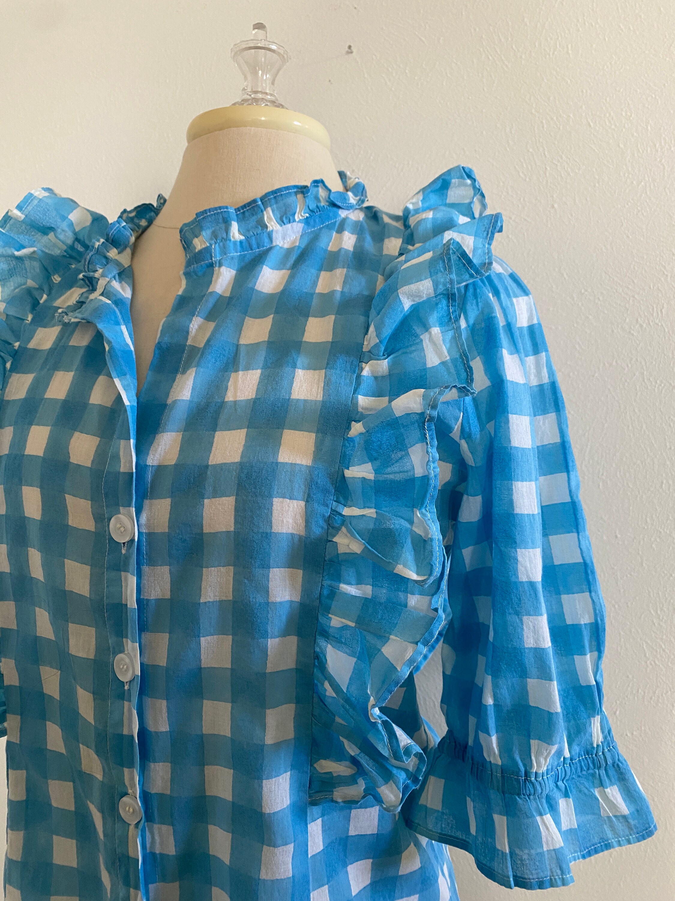 Tuckernuck Hartley Top Cornflower Blue Gingham Cotton Size Small - Etsy