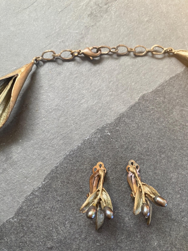 Michael Michaud Hosta Necklace and Earrings Featuring Hand-patinaed ...