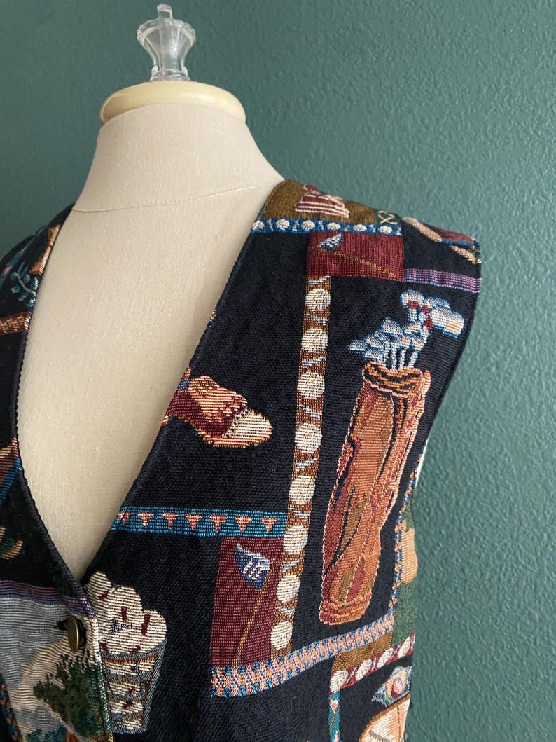 90’s Vintage GOLF Tapestry Vest With Silver Buttons Size Large - Etsy